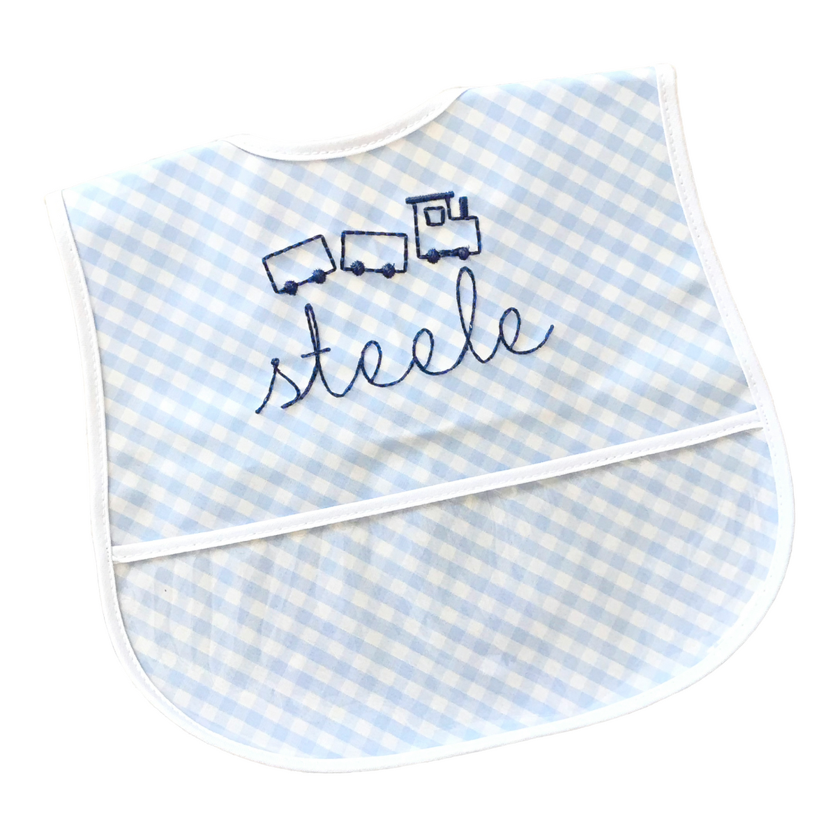 Blue Gingham Laminated Bib – Shop Scarlet Designs